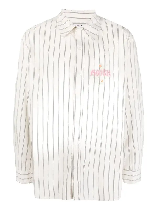 ADISH Logo-embroidered Stripe-pattern Shirt - Neutrals