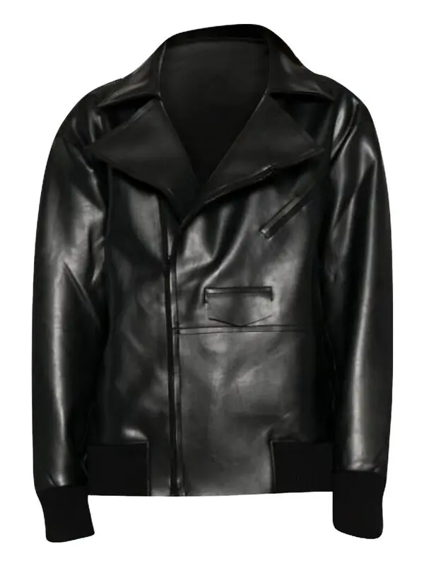 Norma Kamali Faux Leather Biker Jacket - Black
