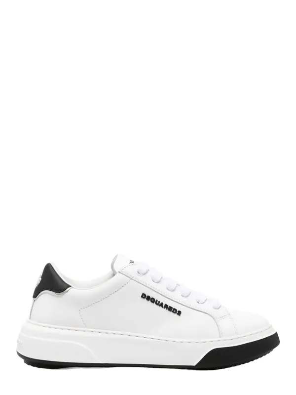 Dsquared2 Embossed Logo Leaf Print Sneakers - White