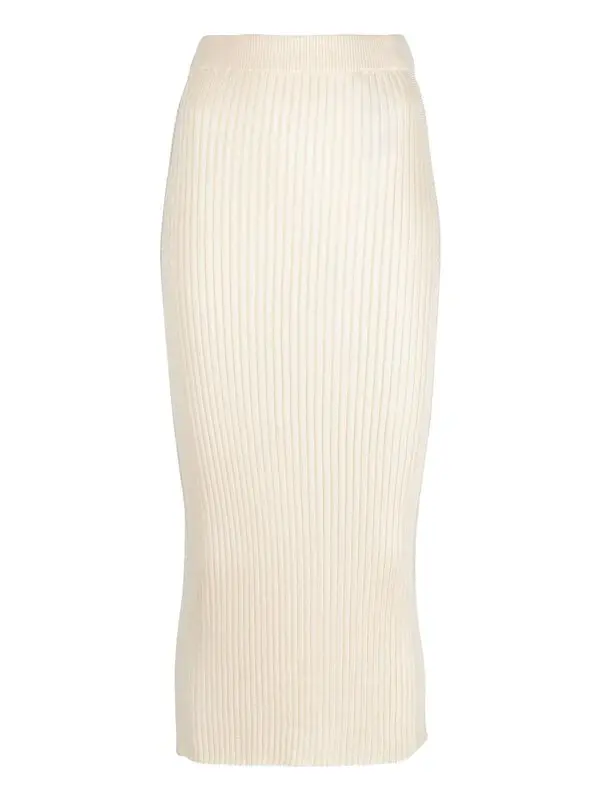 JIL SANDER Ribbed-knit Midi Skirt - Neutrals