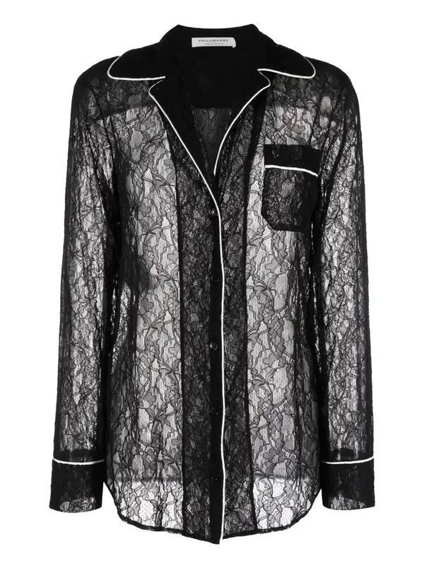 Philosophy Di Lorenzo Serafini Stretch Lace Shirt - Black