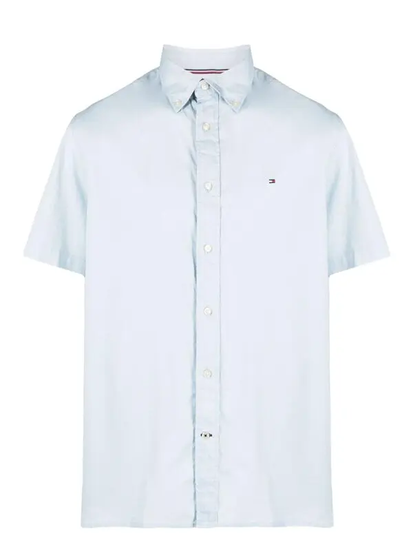 Tommy Hilfiger Logo-embroidered Poplin Shirt - Blue