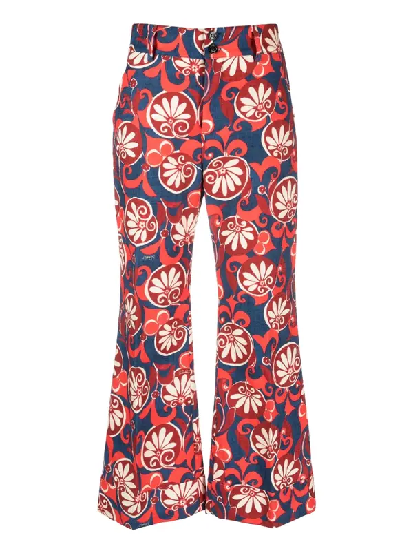 La DoubleJ Hendrix Floral-print Cotton Trousers - Blue