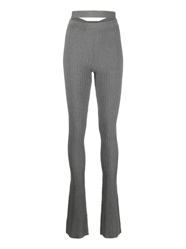 ANDREĀDAMO Ribbed-knit Flared Trousers - Grey