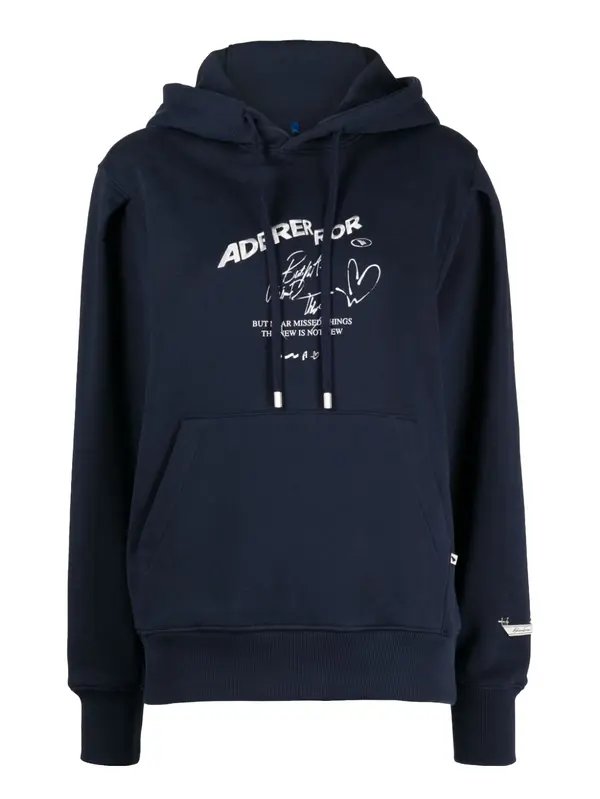 ADER ERROR Logo-embroidered Cotton Hoodie - Blue