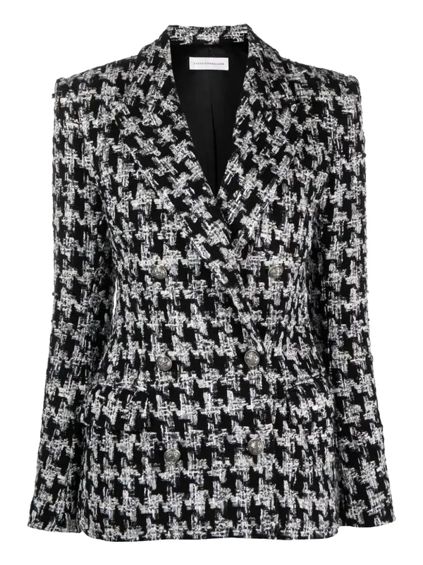 Faith Connexion Bouclé Houndstooth-pattern Blazer - Black