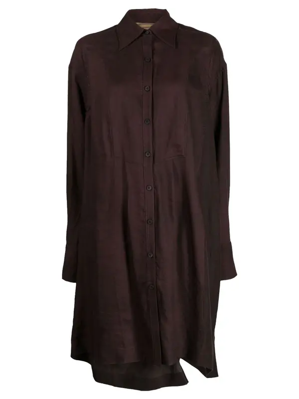 ZIGGY CHEN Layered Draped Shirtdress - Brown