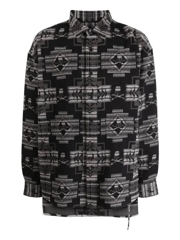 MASTERMIND WORLD Chimayo Jacquard Cotton Shirt - Black