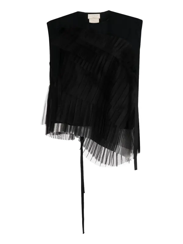 SHANSHAN RUAN Asymmetric Silk Tank Top - Black