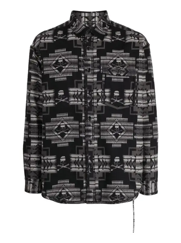 MASTERMIND WORLD Chimayo Jacquard Cotton Shirt - Black