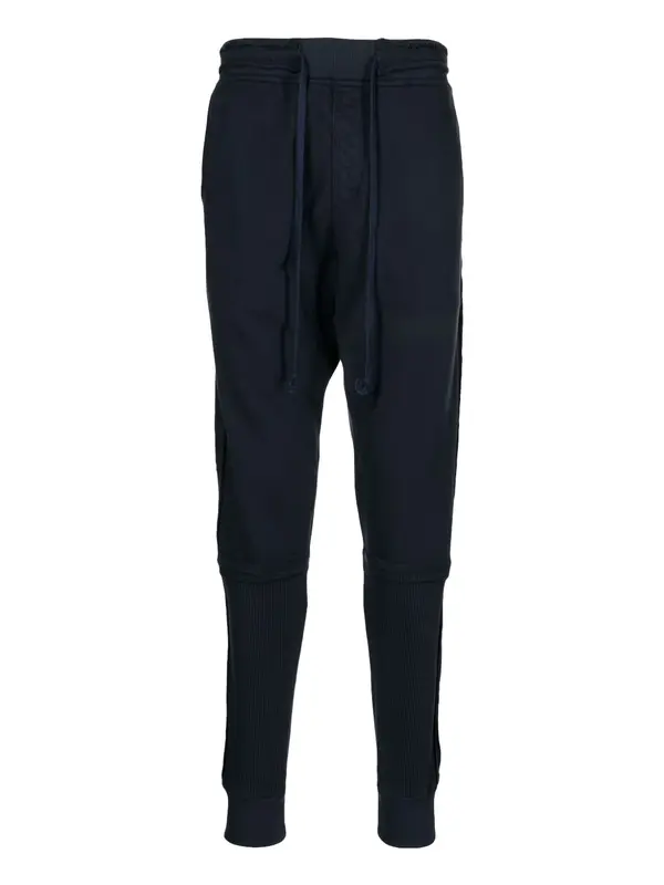 GREG LAUREN Stretch-cotton Drawstring-waistband Track Pants - Blue