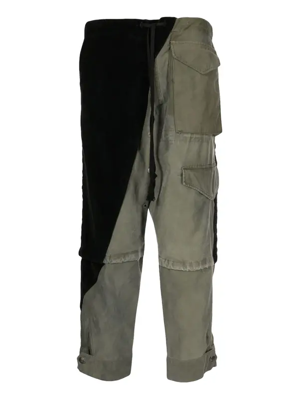 GREG LAUREN Army Jacket Tux Panelled Trousers - Black