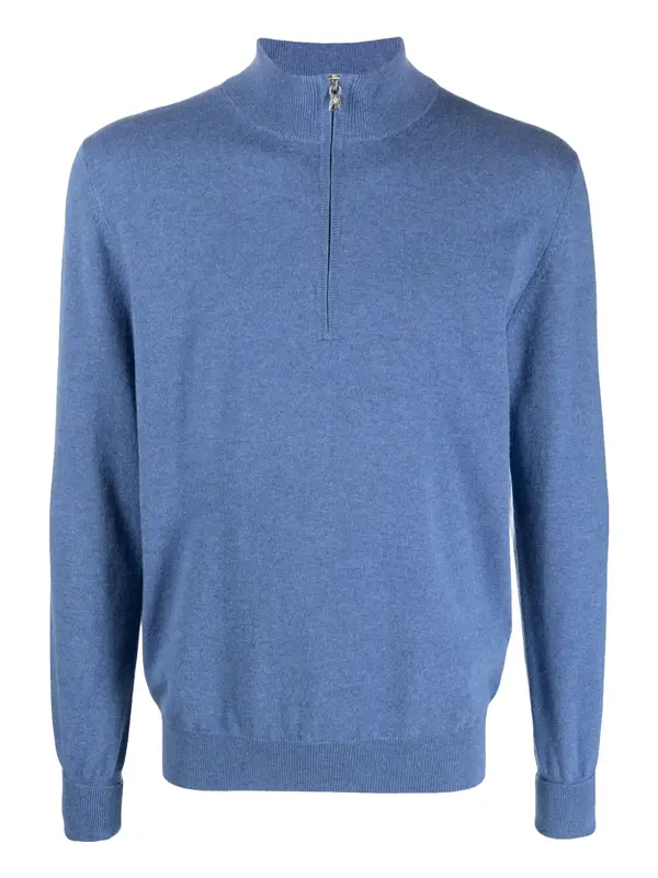 BALLANTYNE Half-zip Cashmere Jumper - Blue