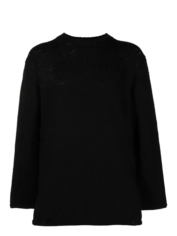 Comme Des Garçons Crew-neck Cable-knit Detail Jumper - Black