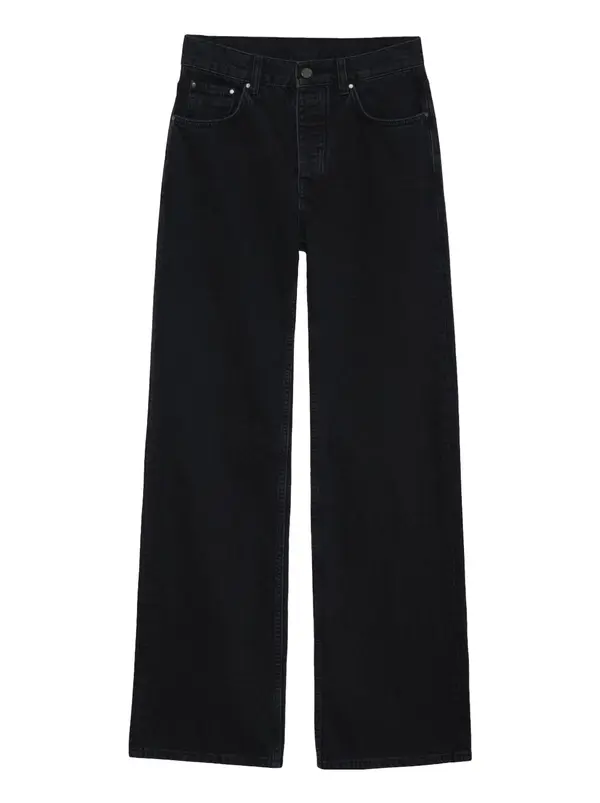 ANINE BING Logo-patch Wide-leg Jeans - Black