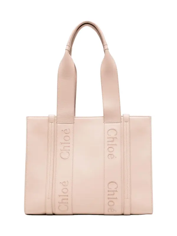 Chloé Medium Woody Leather Tote - Pink