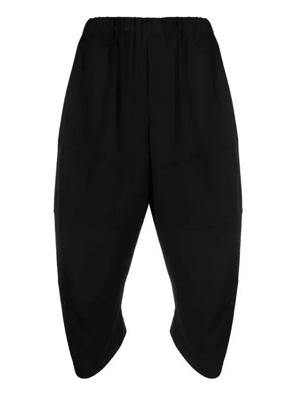 Comme Des Garçons Cropped Tapered Wool Trousers - Black