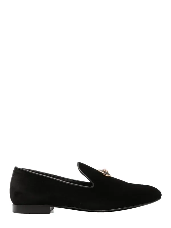 Versace Medusa Velvet Loafers - Black