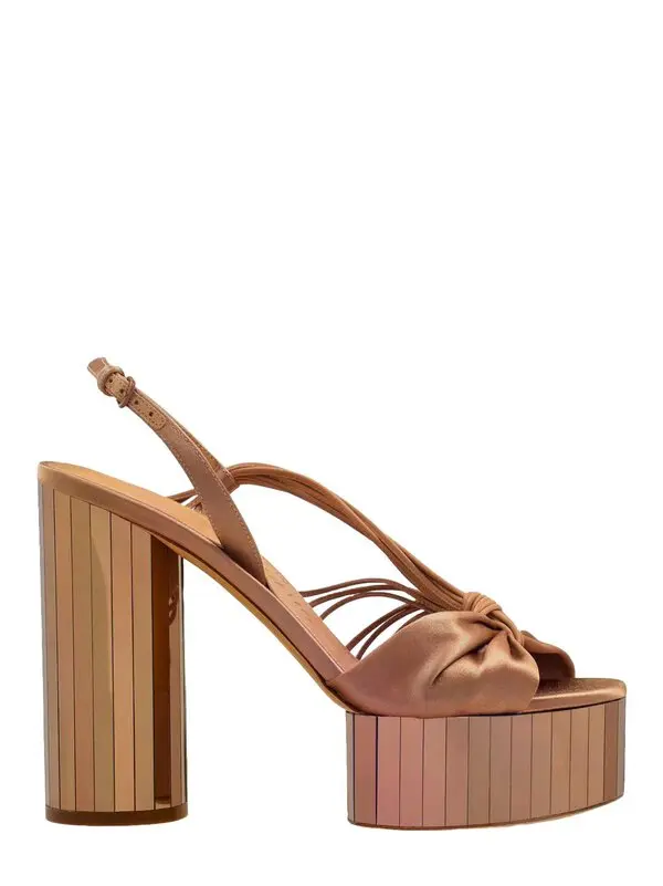 FERRAGAMO 125mm Mirrored Platform Sandals - Neutrals