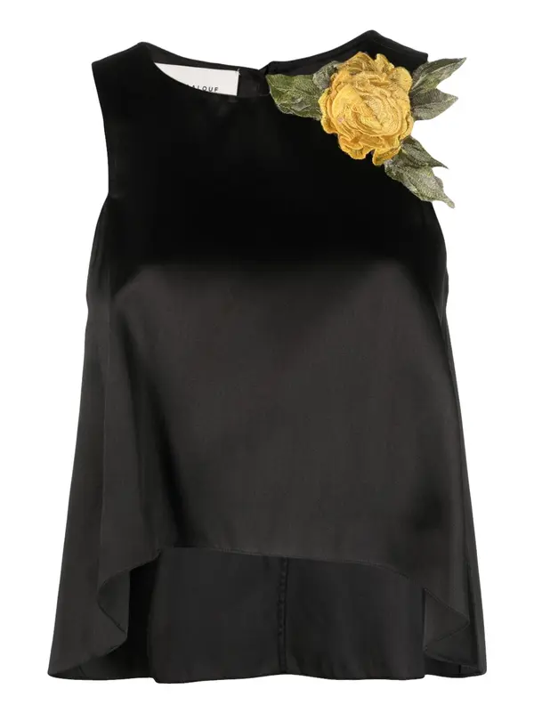 GEMY MAALOUF Floral-appliqué Blouse - Black