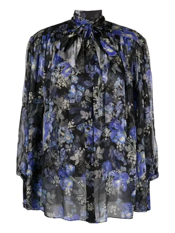 Zimmermann Lyrical Lantern-print Silk Blouse - Blue