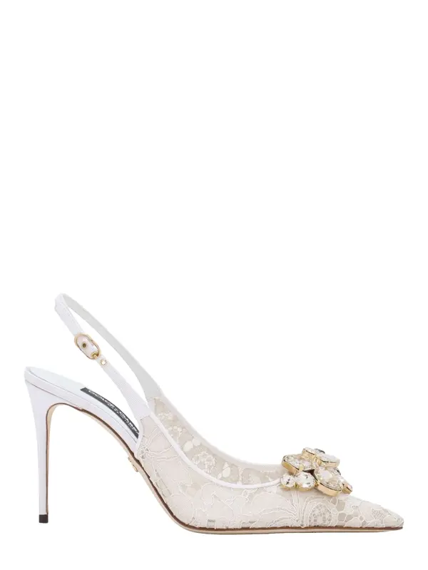 Dolce & Gabbana Crystal Embellished Slingback Pumps - Neutrals