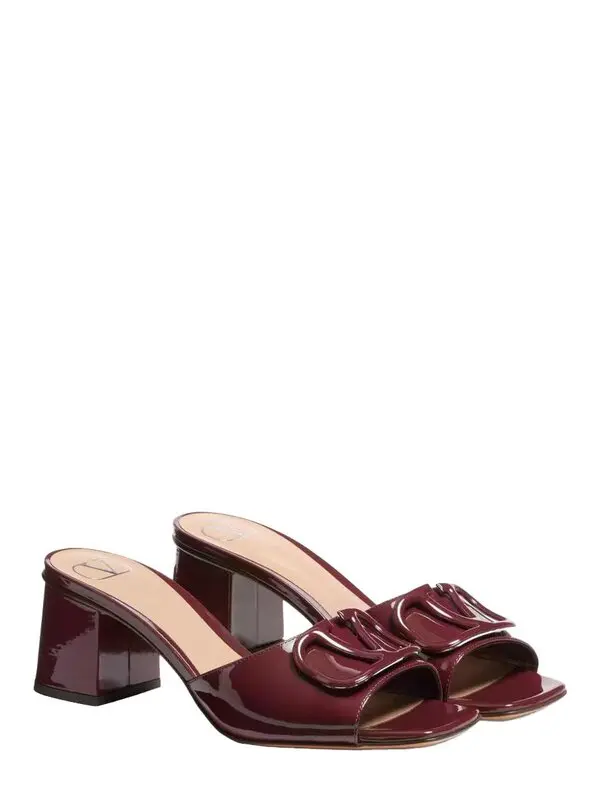Valentino Garavani Vlogo Signature Patent Leather Slide Sandals 60mm - Neutrals