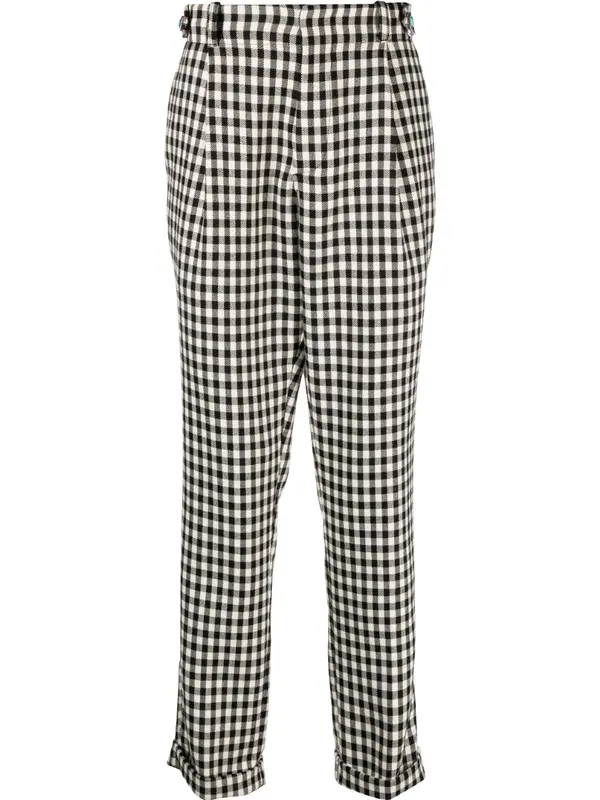 Roberto Cavalli Gingham Tailored Trousers - Black