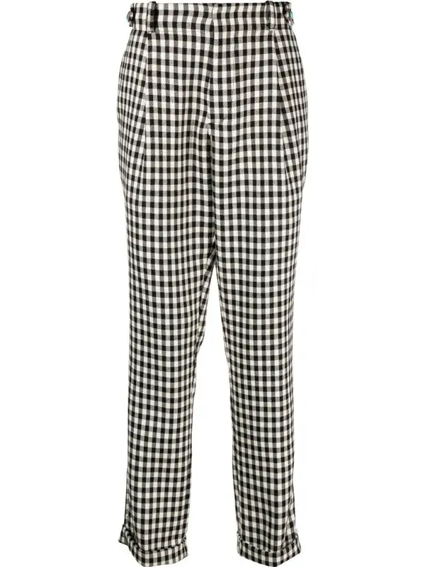 Roberto Cavalli Gingham Tailored Trousers - Black