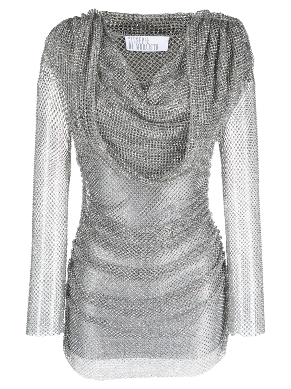 Giuseppe Di Morabito Crystal-embellished Mesh Minidress - Silver