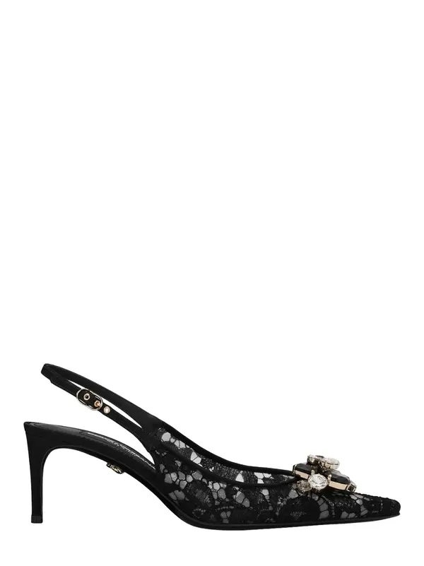 Dolce & Gabbana 60mm Lace Slingback Pumps - Black