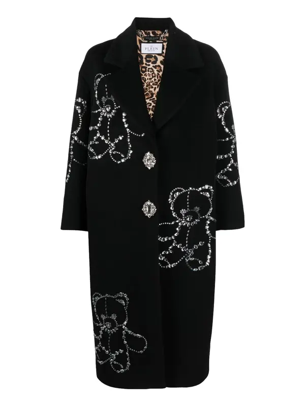 Philipp Plein Castoni Teddy Bear Overcoat - Black