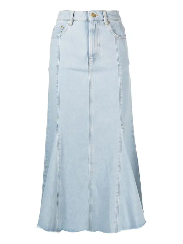 GANNI Denim Peplum Midi Skirt - Blue