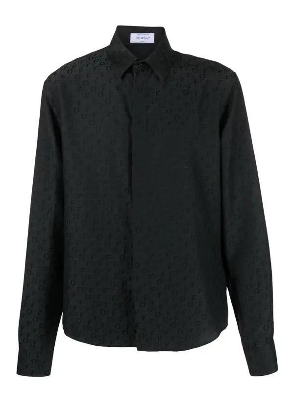 Off-White Logo-print Silk-cotton Shirt - Black