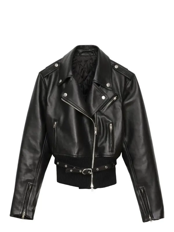 3.1 Phillip Lim Belted Leather Biker Jacket - Black