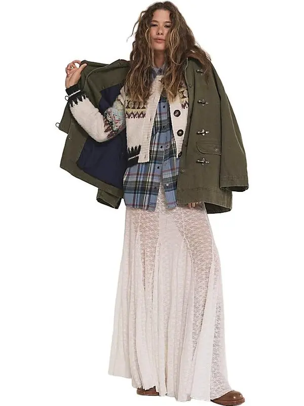 Free People We The Free Denim Barn Coat - Deep Green