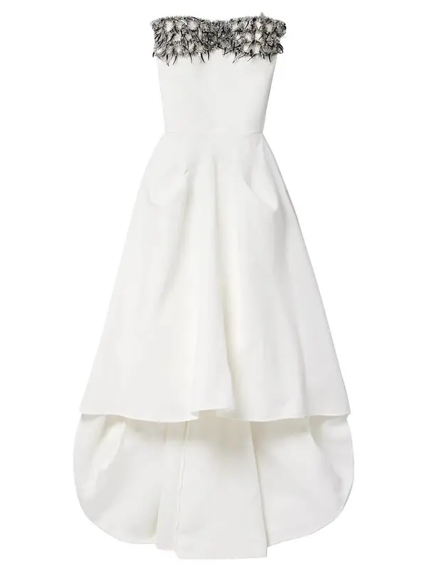 Maticevski Rekindle Embellished Pleated Gown - White