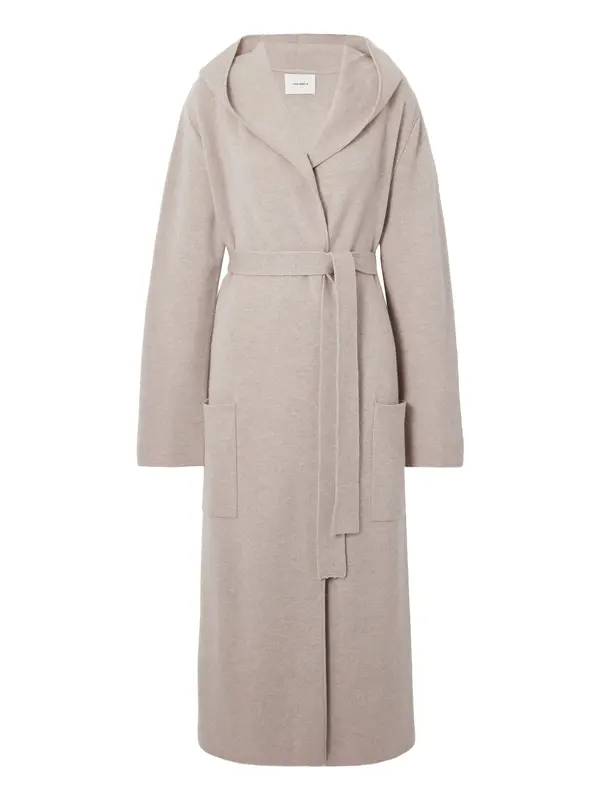 LISA YANG Aiden Hooded Belted Cashmere Cardigan - Neutrals