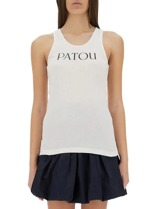 PATOU Cotton Tank Top With Logo - White