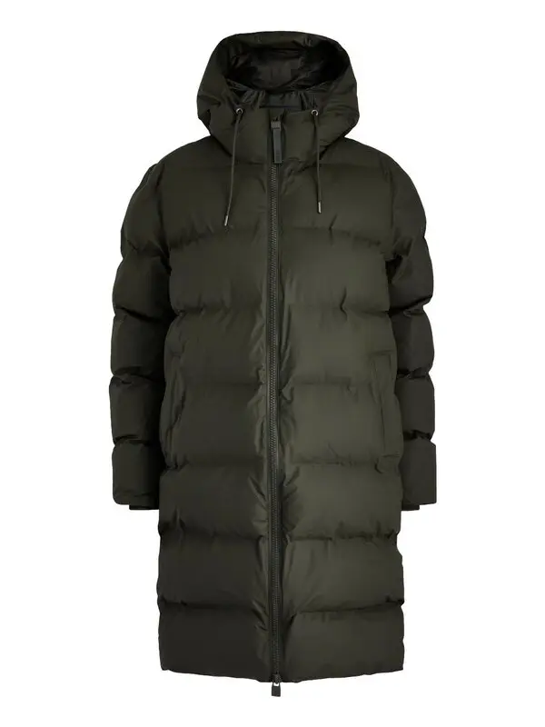 Rains Alta Quilted Waterproof Coat - Dark Green
