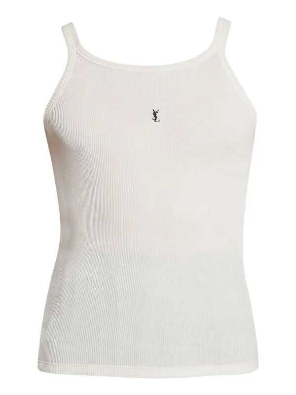Saint Laurent Jersey Fine Rib Tank Top - Black/ecru