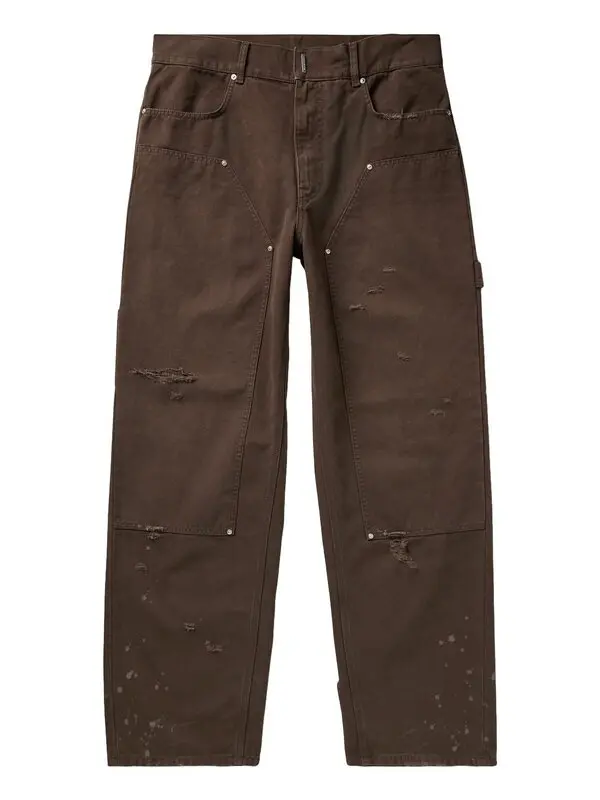 Givenchy Carpenter Wide-leg Cotton-canvas Trousers - Brown