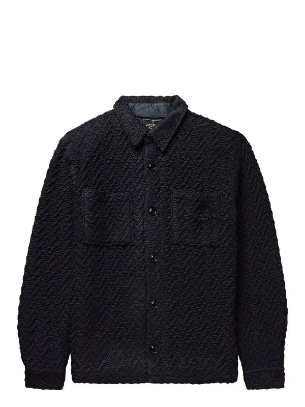 Portuguese Flannel Herringbone Tweed Overshirt - Blue