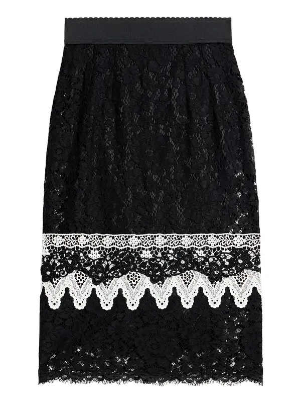 Dolce & Gabbana Cotton-blend Lace Skirt - Black