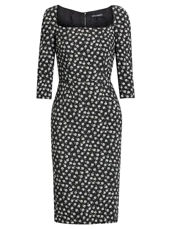 Dolce & Gabbana Floral-print Crepe Dress - Black