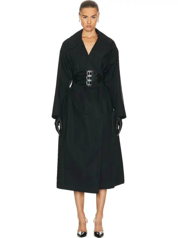 Alaïa Belted Trench Coat - Noir