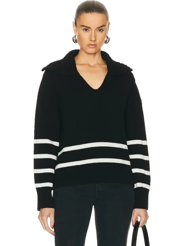 Moncler Long Sleeve Polo Sweater - Black