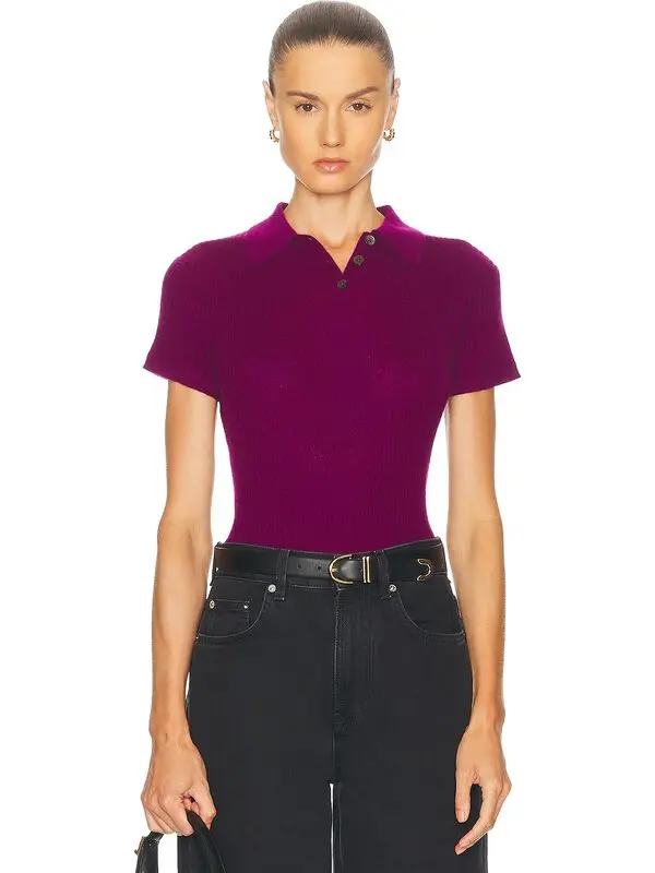 Guest In Residence Shrunken Polo Top - Aubergine