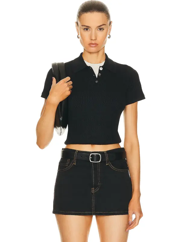 Guest In Residence Shrunken Polo Top - Black