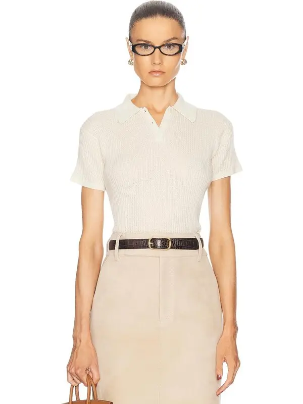 Guest In Residence Shrunken Polo Top - Cream